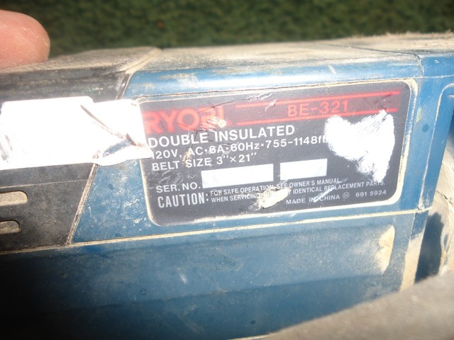 Ryobi Be-321 Type II 120v Variable Speed 3" X 21" Belt Sander for sale ...