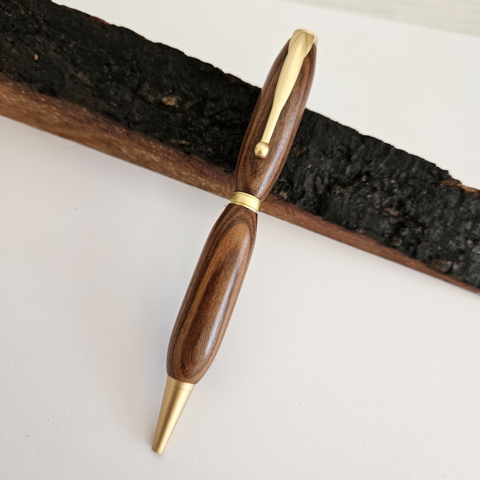 Ballpoint Pen Morado Wood Satin Gold Trim Twist Action Black Ink ...