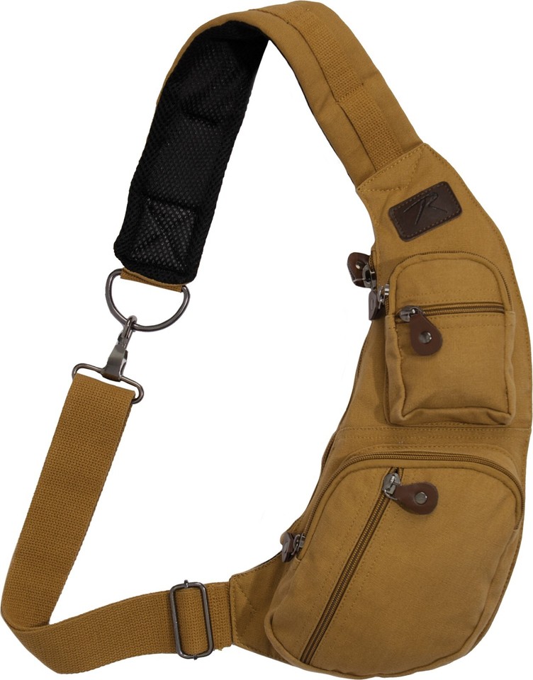 Crossbody Canvas Sling Bag Compact Over Shoulder Chest Front Pack ...