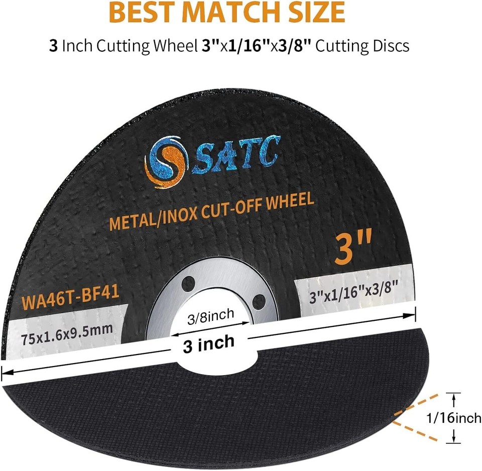 Grinder Wheel 25 PCS Cut Off Wheels 3 Inch Cut Off Wheel 3" x1/16 x3/8 ...