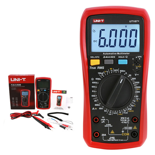 UT107+ UNI-T Digital Automotive Multimeter mS PULSE Tach Dwell Temp RPM ...