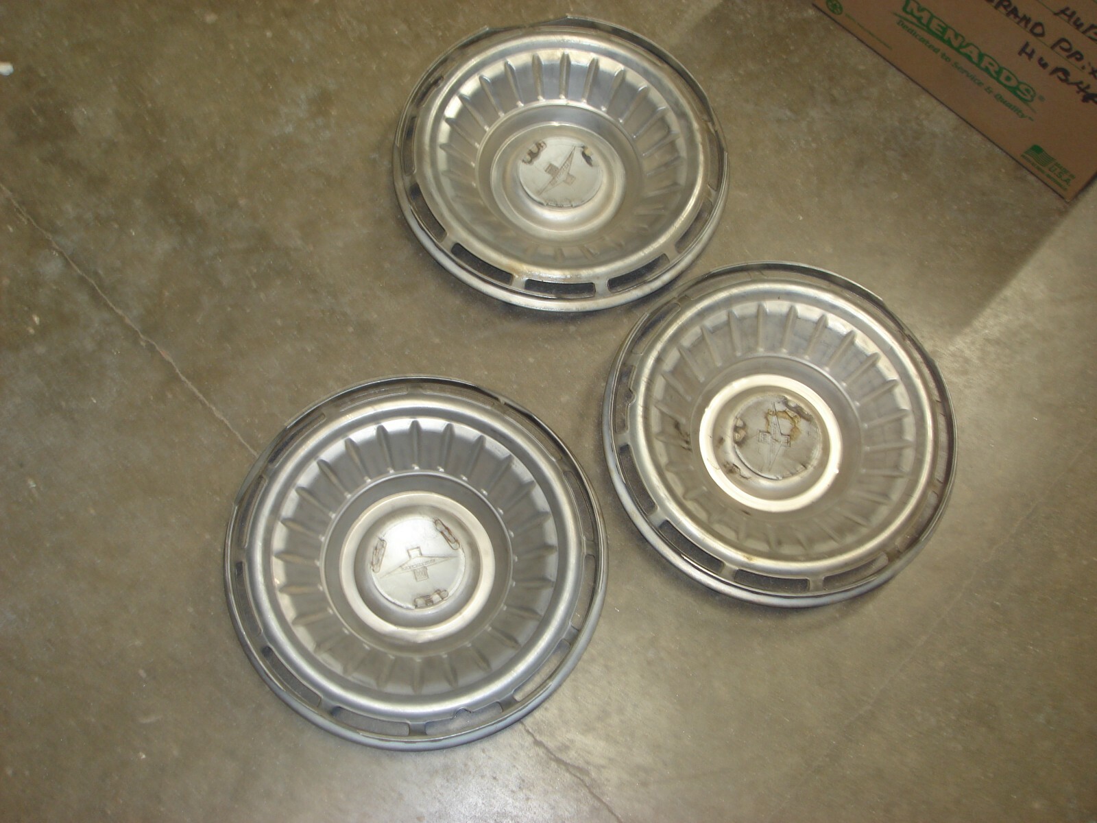 3 - 1960's CHEVY CHEVROLET CORVAIR MONZA 900 13" OEM HUBCAPS CAPS WHEEL ...