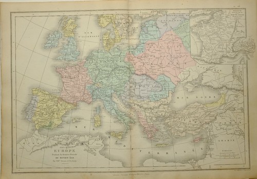 1875 HAND COLOURED HISTORICAL MAP EUROPE MIDDLES AGES 1328 - 1453 ...