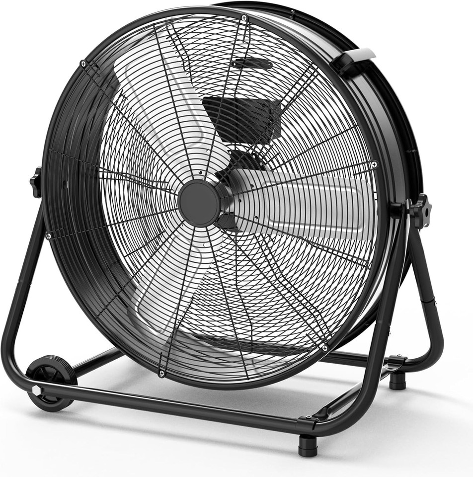 24" Industrial Tilt Drum Fan Heavy Duty Metal 3 Speed 360° Adjustable ...