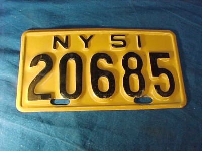 Orig 1951 NY State MOTORCYCLE LICENSE PLATE Clean | eBay