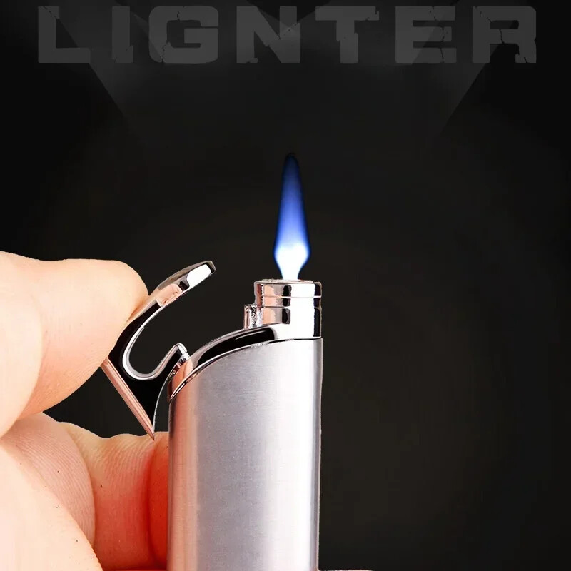 Ultra Thin Refillable Butane Lighter Small Metal Windproof Jet Torch ...