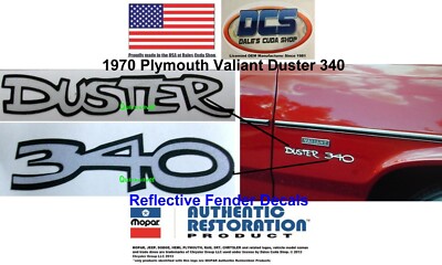 1970 Plymouth Valiant Duster 340 Fender Decal DUSTER 3505742 3505743 ...