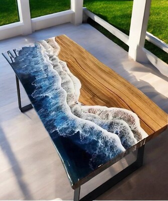 Luxurious Ocean Wave Epoxy Resin Centerpiece Countertop Handmade Dining ...