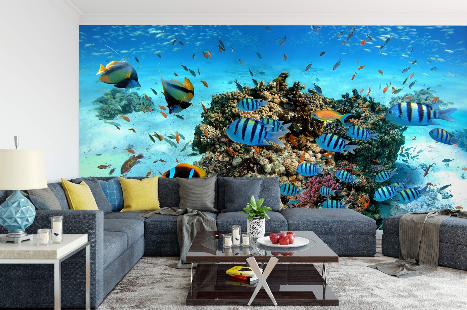 3D Ocean Blue Fish O1665 Wallpaper Wall Murals Removable Wallpaper ...
