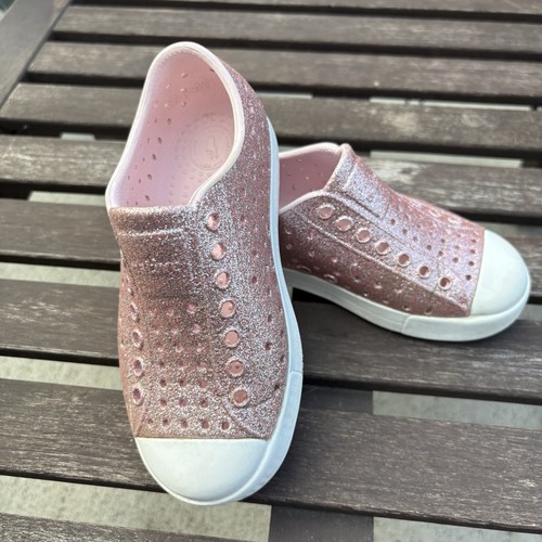 Native Girls Jefferson Pink Glitter Rubber Waterproof Slip On Shoe Sz ...