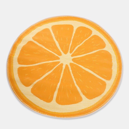 Orange Outdoor Rug Round Garden Waterproof Mat Area Floor Patio Deck ...