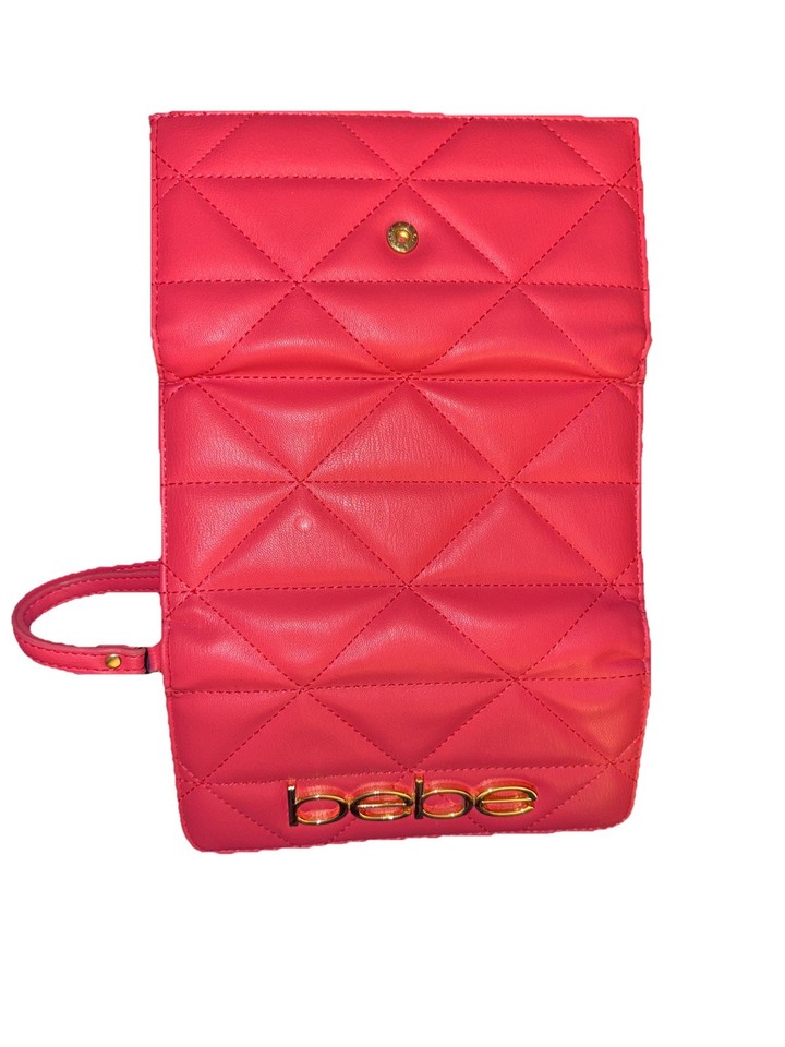BEBE Hot Pink Quilted Trifold Wristlet Wallet Excellent Condition! | eBay