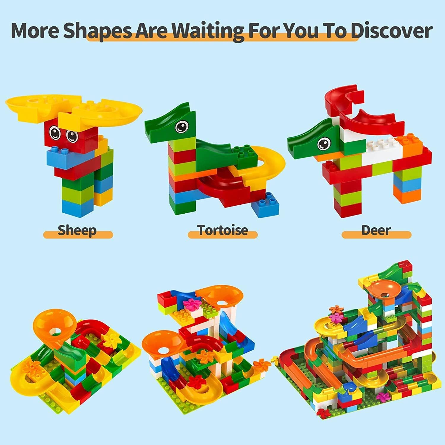 Marble Run Building Blocks, 248PCS Classic Big Blocks STEM Toy Bricks ...