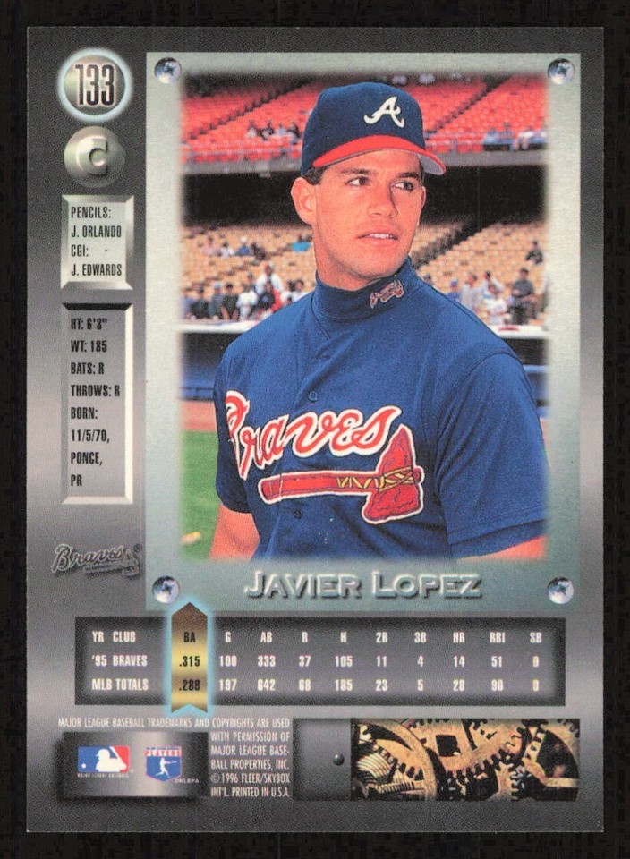 1996 Metal Universe JAVIER LOPEZ card #133 ATLANTA BRAVES Baseball | eBay