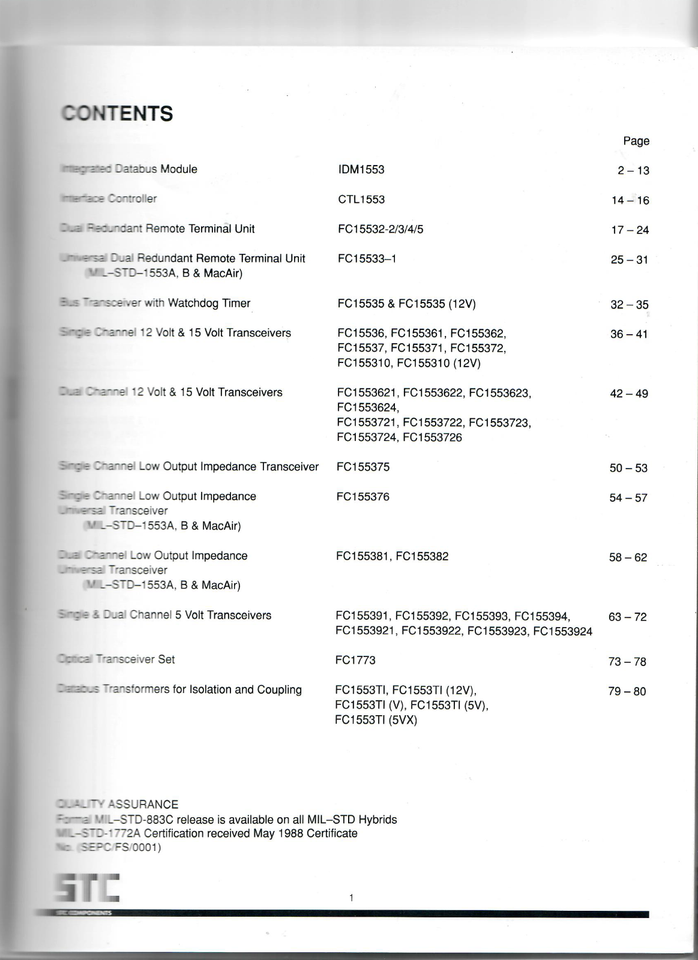 MIL-STD-1553 STC Interface Technology Book 883C, 1792A Data Bus ...