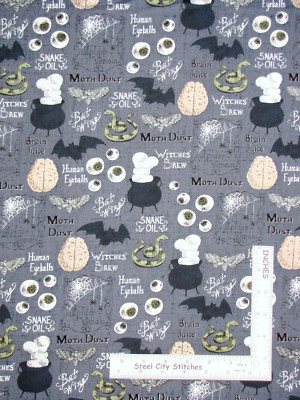 Wicked Halloween Brains Eyeballs Cotton Fabric Timeless Treasures C5239 ...