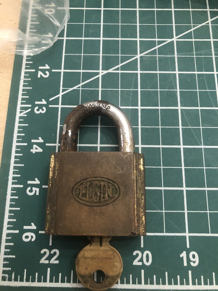 ELGIN GENUINE PIN TUMBLER PAD LOCK With Key Locksport Vintage Lock ...