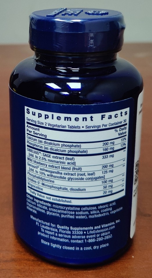 Life Extension Cognitex Elite - Supports Brain Health with Sensoril &PS ...