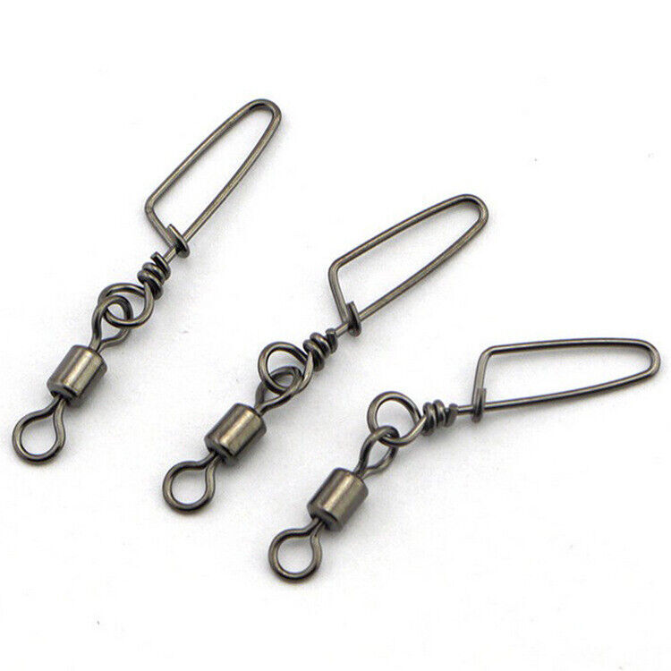 100pcs Fishing Ball Bearing Rolling Swivel Coastlock Snap Decoy ...