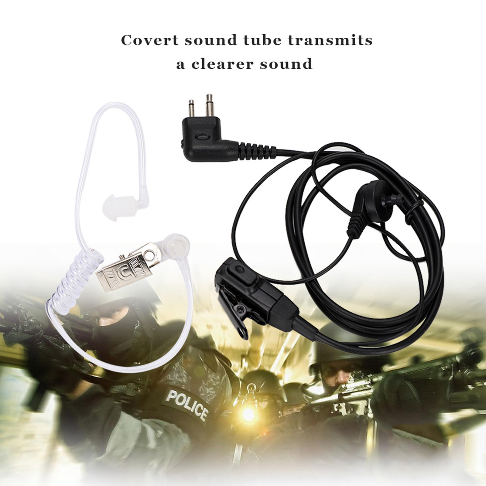 2 Pin Acoustic Tube Headset Earphone For Walkie Talkies Cls1110 Cp2 TOH ...