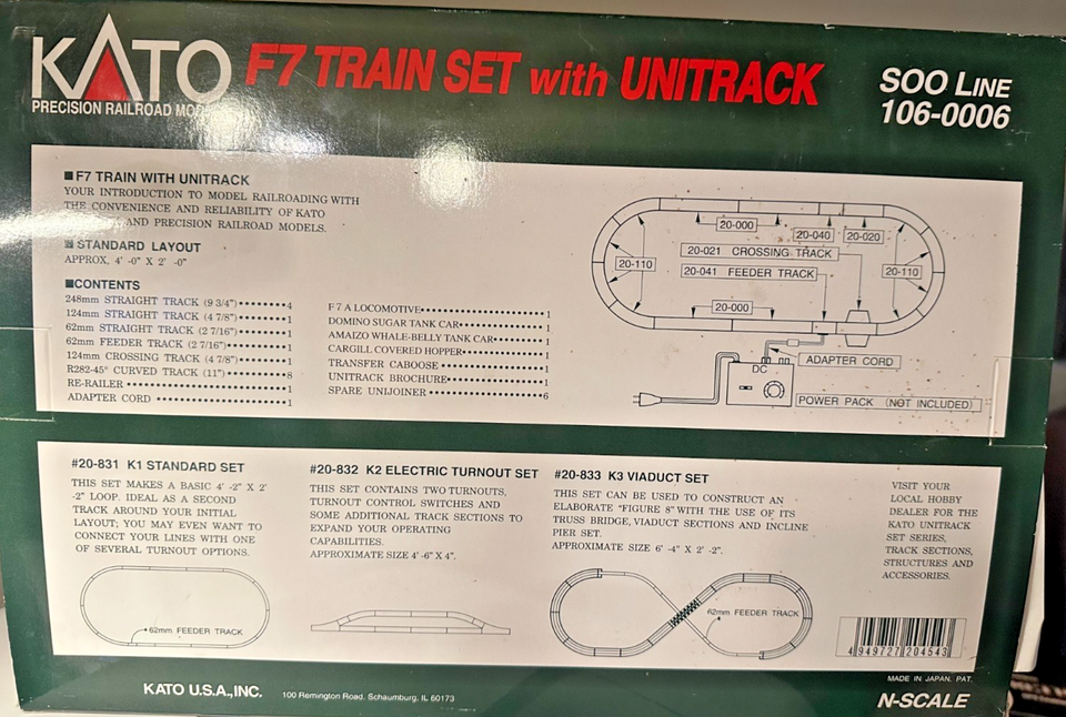 N Scale F7 Train Set, KATO Soo Line Complete & Ready to Run, Unitrack ...