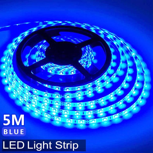 16.4ft 5050 Blue LED Light Strip Waterproof 300 LEDs White PCB Rope ...