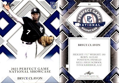 BRYCE CLAVON Rookie 2023 Leaf Perfect Game National Showcase BLUE PR 25 ...