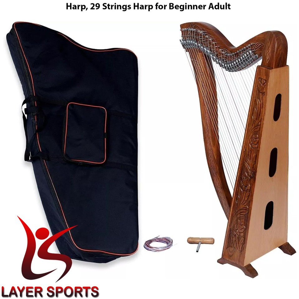 Celtic Irish Lever harp Irish Harp with Bag Rosewood Gig Bag Tuning ...