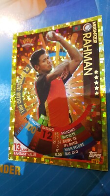TOPPS VIVO IPL CRICKET ATTAX 2017 #181 SRH Mustafizur Rahman Gold Foil ...