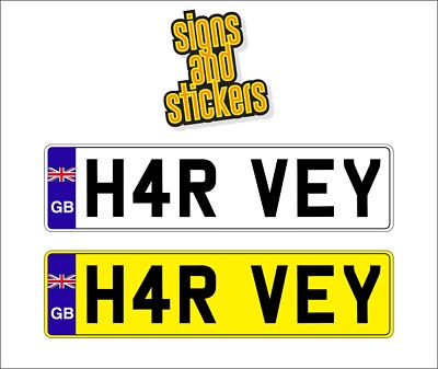 2 x KIDS PERSONALISED NUMBER PLATES CHILDREN RIDE ON CAR SELF ADHESIVE ...