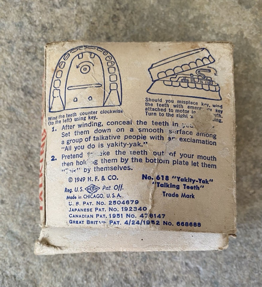 Vintage Toy Yakity-Yak Talking Chattering Teeth Original Package no ...