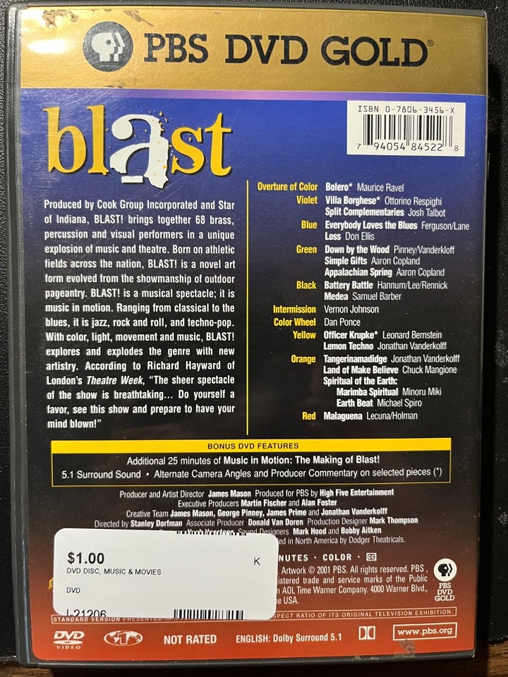 Blast: An Explosive Musical Celebration (DVD, 2002) PBS GOLD ...