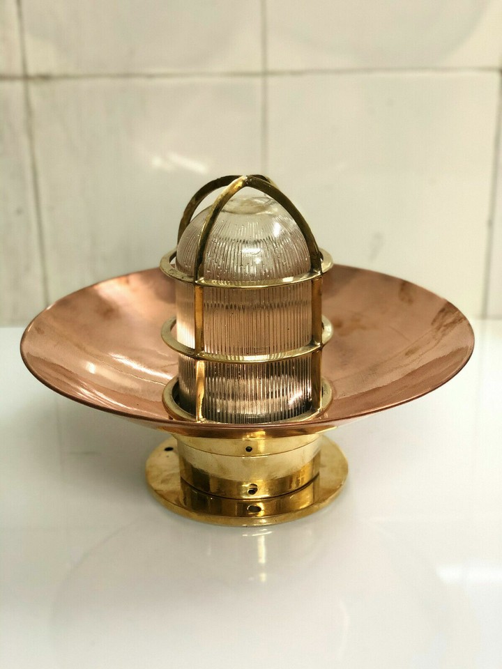Authentic Antique Salvage Brass Ship Light Nautical Wall Ceiling Mount ...