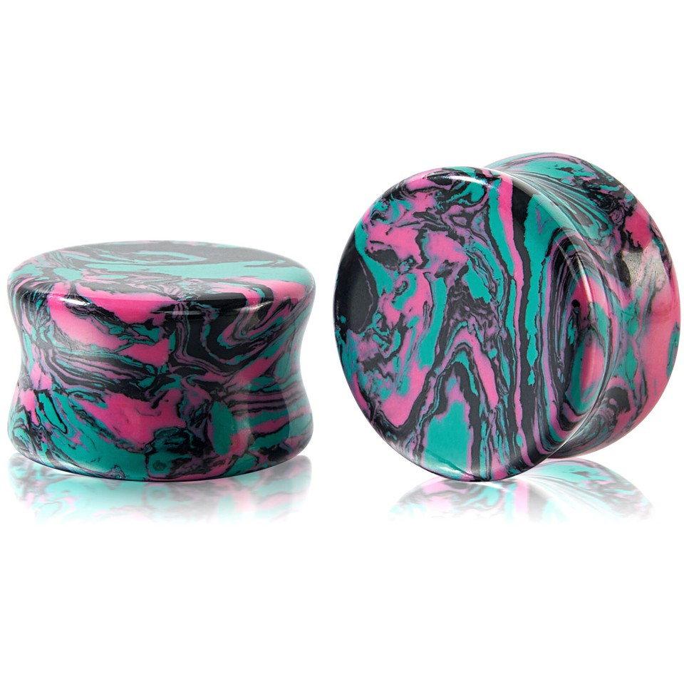 PAIR Organic Natural Stone Ear Gauges Ear Plugs Double Flared Piercing ...