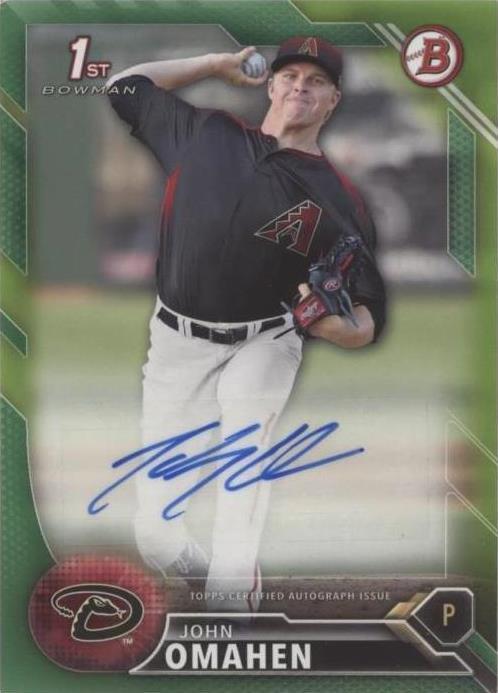 2016 Bowman - Retail Prospect Autographs John Omahen #PA-JO Green /99 ...