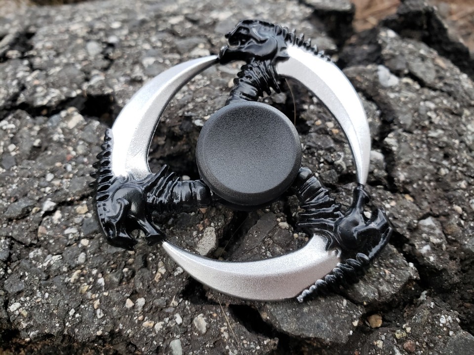 Alien Black Silver Metal Fidget Spinner Toy Boys Girls Kids Adults ADHD ...