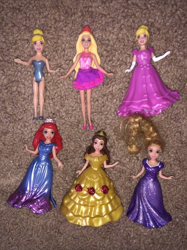 Disney Princess Magiclip Magic Clip Lot 6 Dolls Cinderella Rupunzel ...