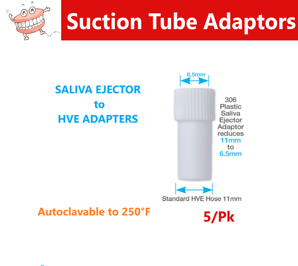 Dental SALIVA EJECTOR Adapter to HVE ADAPTER, White, Autoclavable to ...