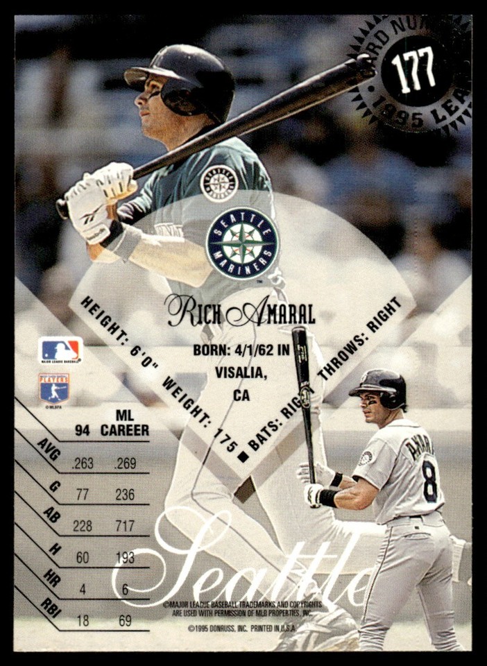 1995 Leaf #177 Rich Amaral Seattle Mariners | eBay
