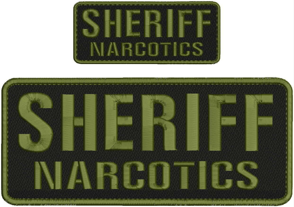 SHERIFF Narcotics embroidery patch 4x10 and 2x5 hook OD green border | eBay