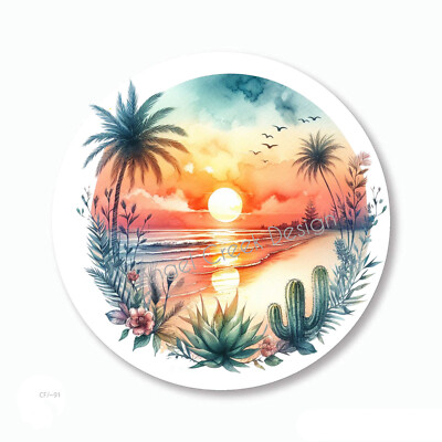 Gorgeous Tropical Paradise Sunset Stickers Party Favors Envelope Seals ...
