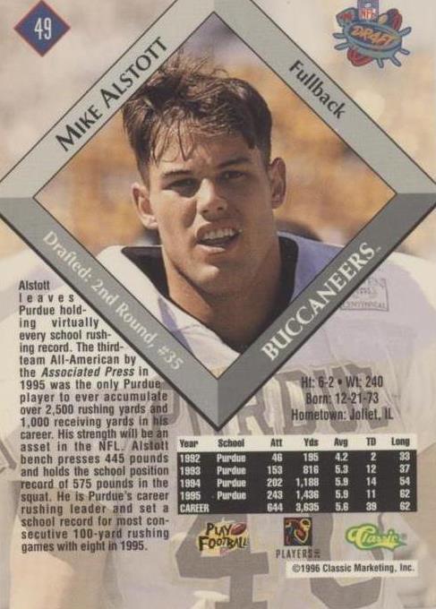 Las mejores ofertas en 1996 Classic NFL Rookies Mike Alstott #49 | eBay