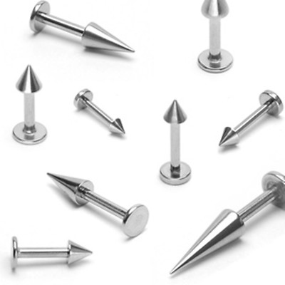 Labret Chin Stud w/Spike 4mm 14 Gauge 1/2" Steel | eBay