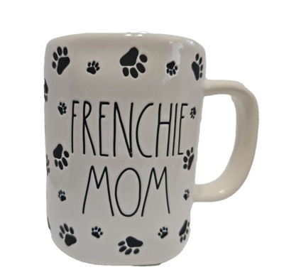 Rae Dunn Frenchie MOM Ivory Ceramic Coffee Mug Black Letters Paw Prints ...