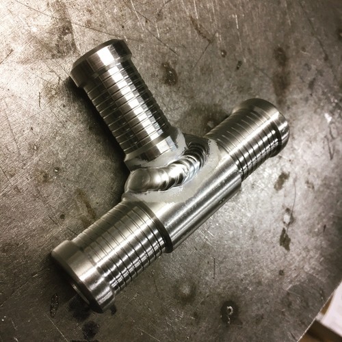 15mm x 80mm x 15mm Aluminium T Piece Pipe Connector 3 Way Joiner Barbed ...