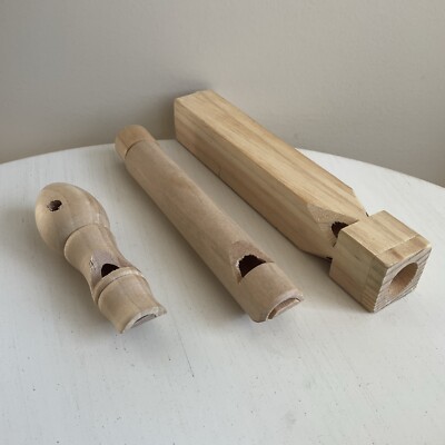 Lot of 3 VTG Wooden Whistles: Train Whistle, Slide Whistle, Bird Call ...
