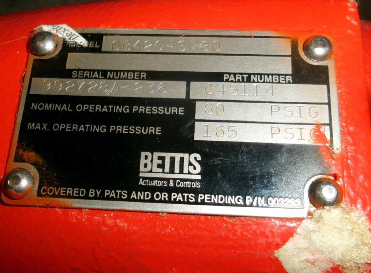 BETTIS CB420-SR80 045114 80/165PSIG PNEUMATIC SPRING RETURN ROTORY ...