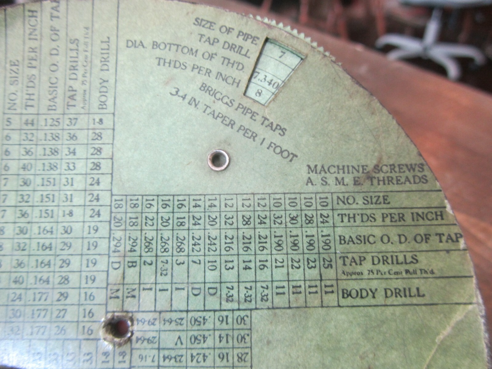 Vintage 1913 Derck’s Gauge Dial Engineering Machinist Trig Thread Taper ...