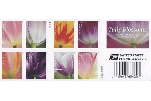 x20 Tulip Blossoms USPS First Class Forever Stamps Double Sided Booklet ...
