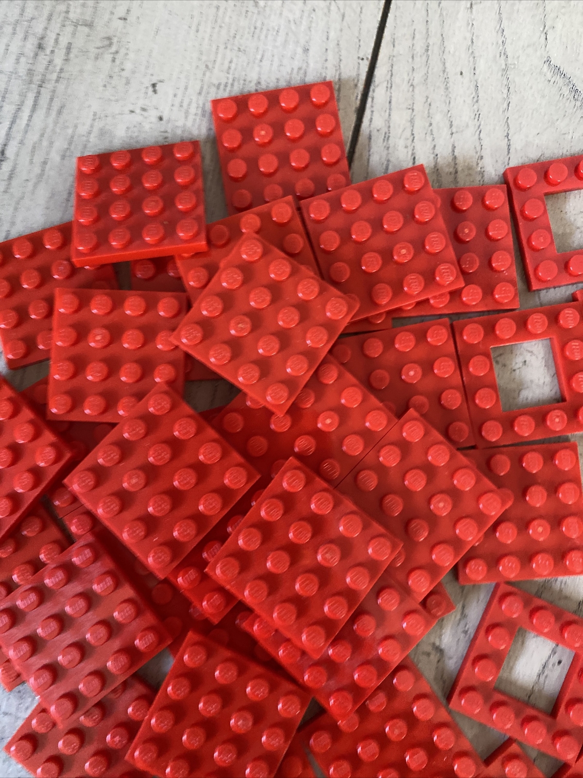LEGO RED LOT 45 PCS 4X4 PLATES OPEN CENTER VARIETY EDGE STUDS BUILDING ...